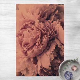 Bilderwelten Kork-Teppich Landhaus violett Blumen Korkmatte - Lila Pfingstrosenbl&uuml;ten - Rose Wohnzimmer Schlafzimmer