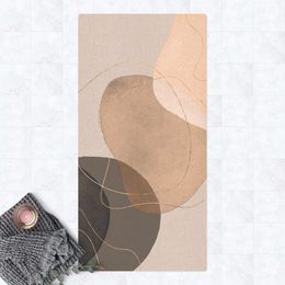 Kork-Teppich - Verspielte Impressionen in Beige - Illustration beige Aquarell Deko Wohnzimmer Schlafzimmer