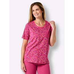 w&auml;schepur W&Auml;SCHEPUR Damen Kurzarmshirt "Schlafanzug-Shirt", Gr. 52, rosa, 100% Baumwolle, gemustert, gepunktet, Shirts