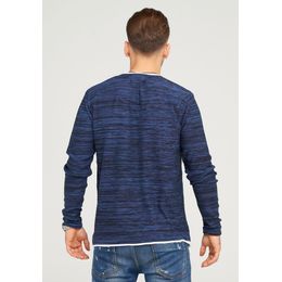 behype Herren Strickpullover "TAAVI", blau, Gr. S, meliert, 50% Baumwolle, 50% Polyacryl, Pullover, in melierter Optik