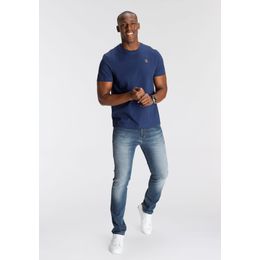 DELMAO Herren Rundhalsshirt, blau, Basic, Gr. 4XL, unifarben, Single Jersey, Obermaterial: 100% Baumwolle, Shirts, Kurzarm, Regular Fit, basic, aus