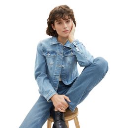 Tom Tailor Damen Jeansjacke, blau, Gr. XL, unifarben, Denim/Jeans, Obermaterial: 99% Baumwolle, 1% Elasthan. Futter: 100% Baumwolle, Jacken, mit