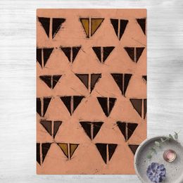 Bilderwelten Kork-Teppich Abstrakt schwarz weiss originell Korkmatte - Abstrakte Hufe im Schnee - Geometrisch Wohnzimmer Schlafzimmer