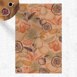 Bilderwelten Kork-Teppich Vintage bunt Kulinarisch Korkmatte - Frische Bunte Zitrusfr&uuml;chte - Obst K&uuml;che