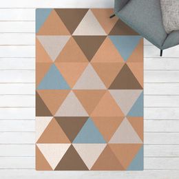 Kork-Teppich - Geometrisches Muster gekippte Dreiecke Blau - Illustration blau Korkmatte Geometrisch Wohnzimmer Schlafzimmer