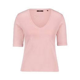 Zero Kurzarmshirt "Damen Shirt mit V-Ausschnitt"bridal rose, Basic, Gr. 36, Obermaterial: 95% Baumwolle, 5% Elasthan, Shirts, Aufschlag / Krempel