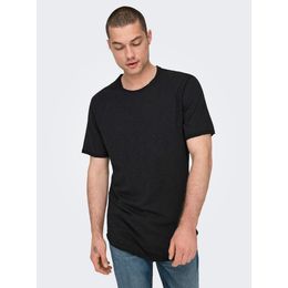 Only & Sons ONLY & SONS Herren T-Shirt "ONSBENNE LONGY SS TEE NF 7822 NOOS", schwarz, Gr. XXL, unifarben, Single Jersey, Obermaterial: 100% Baumwolle, Shirts