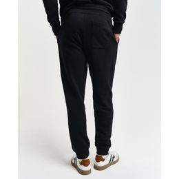 Gant Herren Sweathose "REG SHIELD SWEATPANTS", schwarz, Gr. M, unifarben, Web, Obermaterial: 87% Baumwolle, 13% Polyester, Hosen, mit Logostickerei