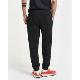Gant Herren Sweathose "REG SHIELD SWEATPANTS", schwarz, Gr. 5XL, unifarben, Web, Obermaterial: 87% Baumwolle, 13% Polyester, Hosen, mit Logostickerei