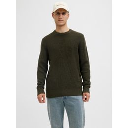 Jack & Jones JACK & JONES Herren Strickpullover "JJGLOBAL KNIT CREW NECK", gr&uuml;n, Gr. S, unifarben, Strick, Obermaterial: 67% Polyacryl, 33% Baumwolle, Pullover