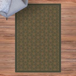 Bilderwelten Kork-Teppich Vintage gr&uuml;n Korkmatte - Art Deco Vorhang Muster mit Rahmen - Geometrisch Wohnzimmer Schlafzimmer