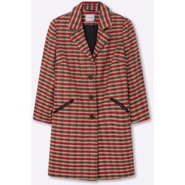 sheego Damen Kurzmantel, braun, Gr. 56, kariert, 90% Polyester, 10% Wolle, M&auml;ntel