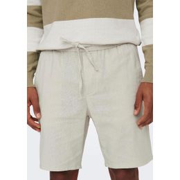 Only & Sons ONLY & SONS Herren Shorts "ONSLINUS 0007 COT LIN SHORTS NOOS", beige, Gr. XXL, unifarben, Web, Obermaterial: 75% Baumwolle, 25% Leinen, Hosen