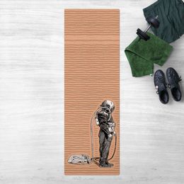 Bilderwelten Kork-Teppich Illustration schwarz Strand Korkmatte - Nautik Vintage Taucher - Unterwasser Wohnzimmer Schlafzimmer