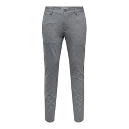 Only & Sons ONLY & SONS Herren Chinohose "ONSMARK SLIM CHECK 020919 PANT NOOS", grau, Gr. 28, unifarben, Web, Obermaterial: 64% Viskose, 31% Polyester, 5%