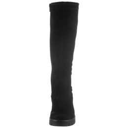 Gabor Damen Stiefel, Gr. 40, schwarz, Textil, Veloursleder, Schuhe, Blockabsatz, Plateau, Langschaftstiefel, mit XS-Stretch-Schaft
