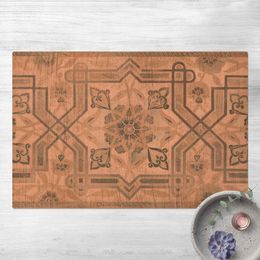 Bilderwelten Kork-Teppich Vintage weiss Korkmatte - Holzpaneel Persisch Vintage III - Ornamente Wohnzimmer Schlafzimmer