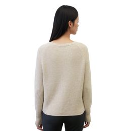 Marc O'Polo MARC O'POLO Damen Rundhalspullover, beige, Gr. L, meliert, Strick, Obermaterial: 97% Baumwolle, 3% Elasthan, Pullover, im festem Baumwoll-Strick