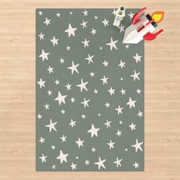 Bilderwelten Kork-Teppich Illustration blau Himmel Korkmatte - Gezeichnete gro&szlig;e Sterne im Blauen Himmel - Himmel Kinderzimmer Baby M&auml;dchen Jungen