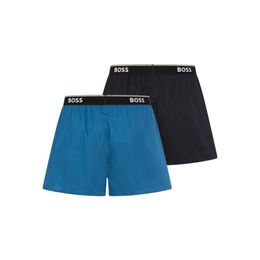 Pyjamashorts BOSS, Damen, Gr. M, N-Gr, open blau 462, Jersey, Obermaterial: 100% Baumwolle, unifarben, normal, Hosen, aus Baumwolle, elastischer Bund