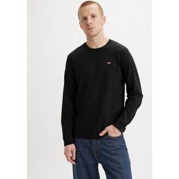 Levi's LEVI'S Herren Langarmshirt, schwarz, Gr. XXL, bestickt, unifarben, Jersey, Obermaterial: 100% Baumwolle, Shirts, mit Logo-Applikation
