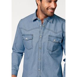 Arizona Herren Jeanshemd, blau, Basic, Gr. 41, unifarben, Jeans, Obermaterial: 100% Baumwolle, Hemden, Western Stil