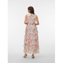 V&eacute;ro Moda VERO MODA Damen Maxikleid "VMFELICIA SL HIGHNECK RUF MAXI DRESS EXP"peony aop:flower, Gr. XL, bedruckt, Web, Obermaterial: 100% Polyester, Kleider,