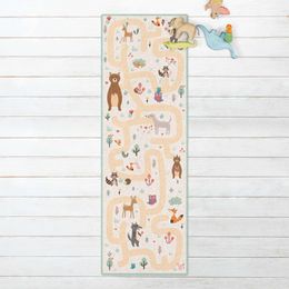 Bilderwelten Kork-Teppich Illustration bunt Tiere Korkmatte - Waldtiere - Freunde auf dem Waldweg - Deko Kinderzimmer Baby M&auml;dchen Jungen