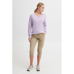 oxmo Damen Caprihose "Caprihose OXOdda", beige, Gr. M, Obermaterial: 95% Baumwolle CO. 5% Elasthan EL., Hosen