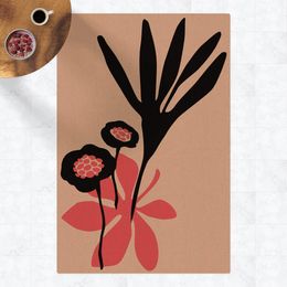 Bilderwelten Kork-Teppich Illustration rosa Blumen Korkmatte - Blumengru&szlig; in Rosa - Deko Wohnzimmer Schlafzimmer