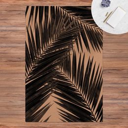 Bilderwelten Kork-Teppich Tropisch schwarz weiss Korkmatte - Blick durch Palmenbl&auml;tter schwarz wei&szlig; - Deko Wohnzimmer Schlafzimmer