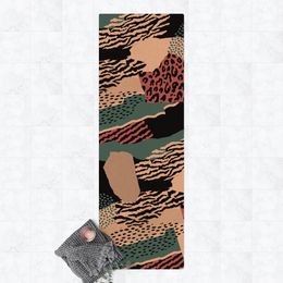 Kork-Teppich - Animalprint Zebra Tiger Leopard Asien - Illustration grau Tiere Korkmatte Deko Wohnzimmer Schlafzimmer