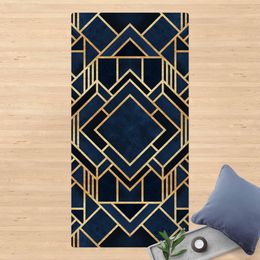 Kork-Teppich - Art Deco Gold - Abstrakt gold originell Aquarell Geometrisch Wohnzimmer Schlafzimmer