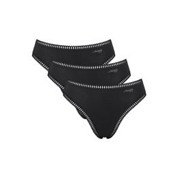 Sloggi Damen Slip "Slip GO Crush High leg C3P 3er Pack", Gr. S, schwarz, Obermaterial: 95% Baumwolle CO. 5% Elasthan EL., Unterhosen