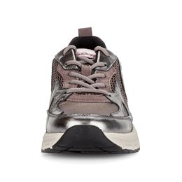Gabor Damen Keilsneaker "FLORENZ", Gr. 35, silber, Leder, Textil, Veloursleder, metallic, Schuhe, Plateau, Schn&uuml;rschuh, Halbschuh in komfortabler