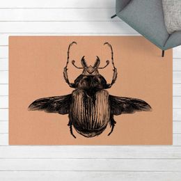 Bilderwelten Kork-Teppich Illustration schwarz Tiere Korkmatte - Illustration fliegender K&auml;fer Schwarz - Insekten Wohnzimmer Schlafzimmer
