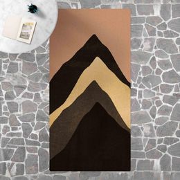 Bilderwelten Kork-Teppich Abstrakt schwarz weiss originell Aquarell - Goldener Berg Schwarz Wei&szlig; - Deko Wohnzimmer Schlafzimmer