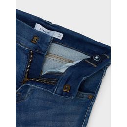 name it M&auml;dchen Slim-fit-Jeans "NKMTHEO XSLIM SWE JEANS 3113-TH NOOS", blau, Gr. 140, unifarben, Denim/Jeans, Obermaterial: 70% Baumwolle, 27%