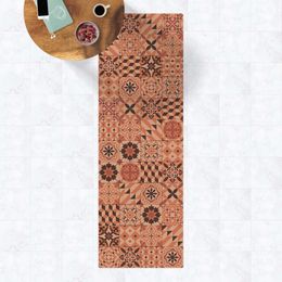 Bilderwelten Kork-Teppich Illustration orange Fliesenoptik - Geometrischer Fliesenmix Orange - Deko Wohnzimmer Schlafzimmer