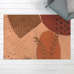 Bilderwelten Kork-Teppich Abstrakt beige originell Korkmatte - Karneval der Formen in Lachs II - Deko Wohnzimmer Schlafzimmer