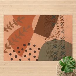 Bilderwelten Kork-Teppich Abstrakt beige originell Korkmatte - Karneval der Formen in Lachs I - Deko Wohnzimmer Schlafzimmer