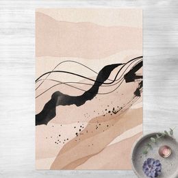 Kork-Teppich - Aquarell Landschaft Nachtwogen - Abstrakt beige Korkmatte Deko Wohnzimmer Schlafzimmer