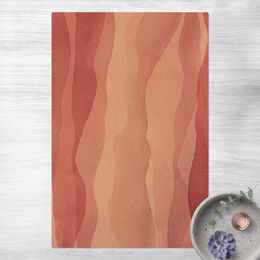 Bilderwelten Kork-Teppich Abstrakt rosa Korkmatte - Aquarell Landschaft Baumillusion - Deko Wohnzimmer Schlafzimmer