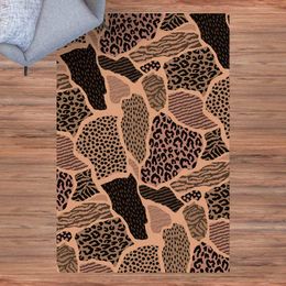 Bilderwelten Kork-Teppich Illustration grau Tiere Korkmatte - Animalprint Zebra Tiger Leopard Europa - Deko Wohnzimmer Schlafzimmer