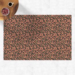 Bilderwelten Kork-Teppich modern pastell Tiere Korkmatte - Leopardenmuster in Pastell Rosa und Blau - Katze Wohnzimmer Schlafzimmer