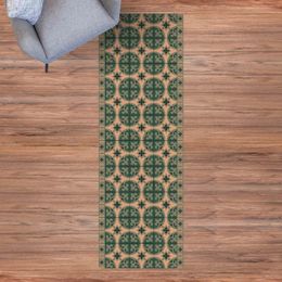 Bilderwelten Kork-Teppich Illustration t&uuml;rkis Fliesenoptik - Geometrischer Fliesenmix Kreise T&uuml;rkis - Deko Wohnzimmer Schlafzimmer