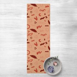 Bilderwelten Kork-Teppich Illustration braun Korkmatte - Gezeichnete Freiformen Feuer - Geometrisch Wohnzimmer Schlafzimmer