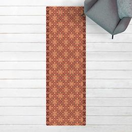 Bilderwelten Kork-Teppich Illustration orange Fliesenoptik - Geometrischer Fliesenmix Herzen Orange - Deko Wohnzimmer Schlafzimmer