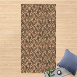 Bilderwelten Kork-Teppich Vintage t&uuml;rkis Korkmatte - Vintage Muster Art Deco B&ouml;gen - Geometrisch Wohnzimmer Schlafzimmer