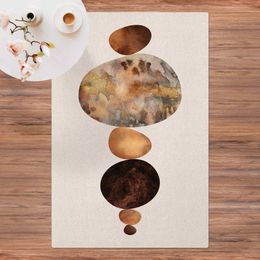 Bilderwelten Kork-Teppich Abstrakt gold originell Aquarell - Balance Wei&szlig; Gold - Meditation Wohnzimmer Schlafzimmer